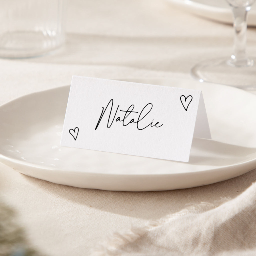 Scattered Hearts Place Cards – No Ordinary Weddings