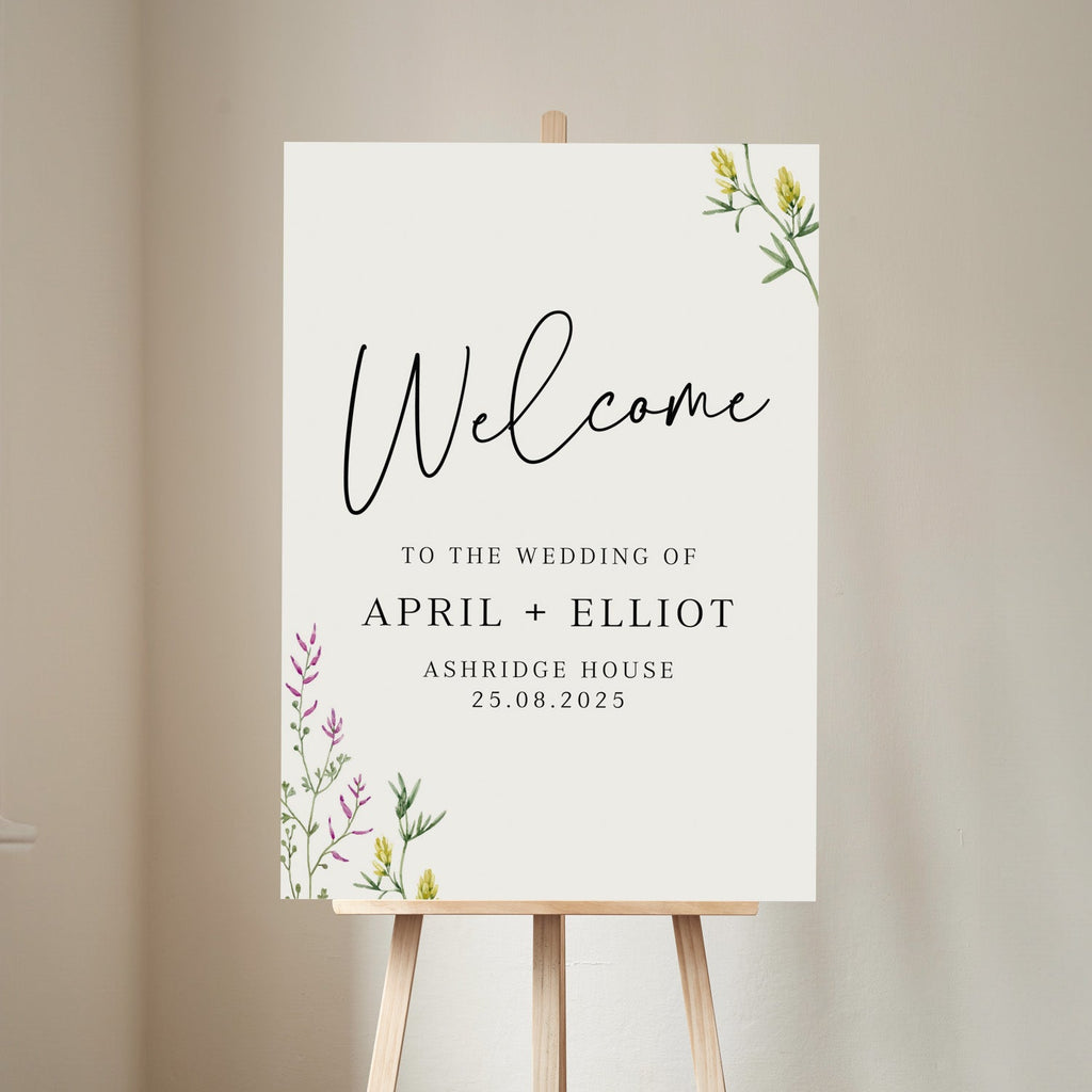 Wildflowers Personalised Wedding Welcome Sign – No Ordinary Weddings