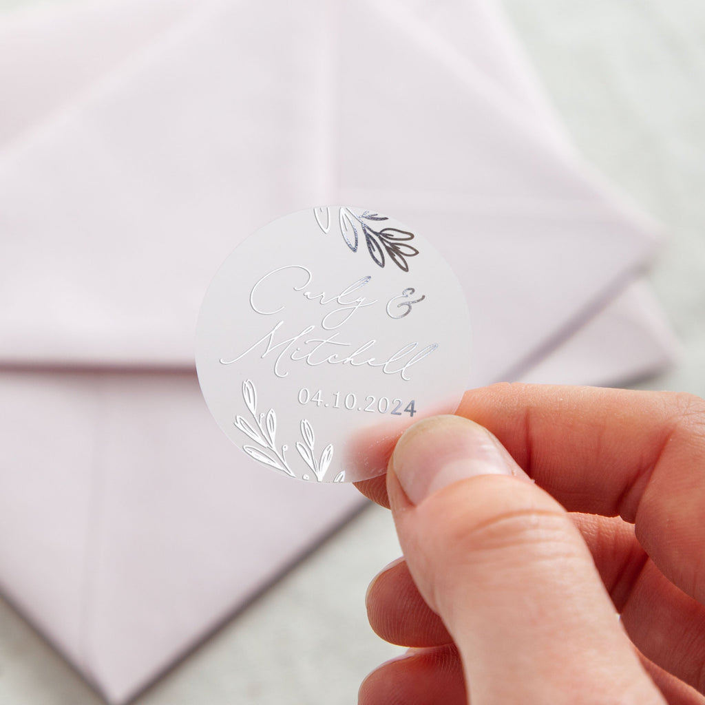 Meadow Names & Date Foiled Wedding Stickers – No Ordinary Weddings