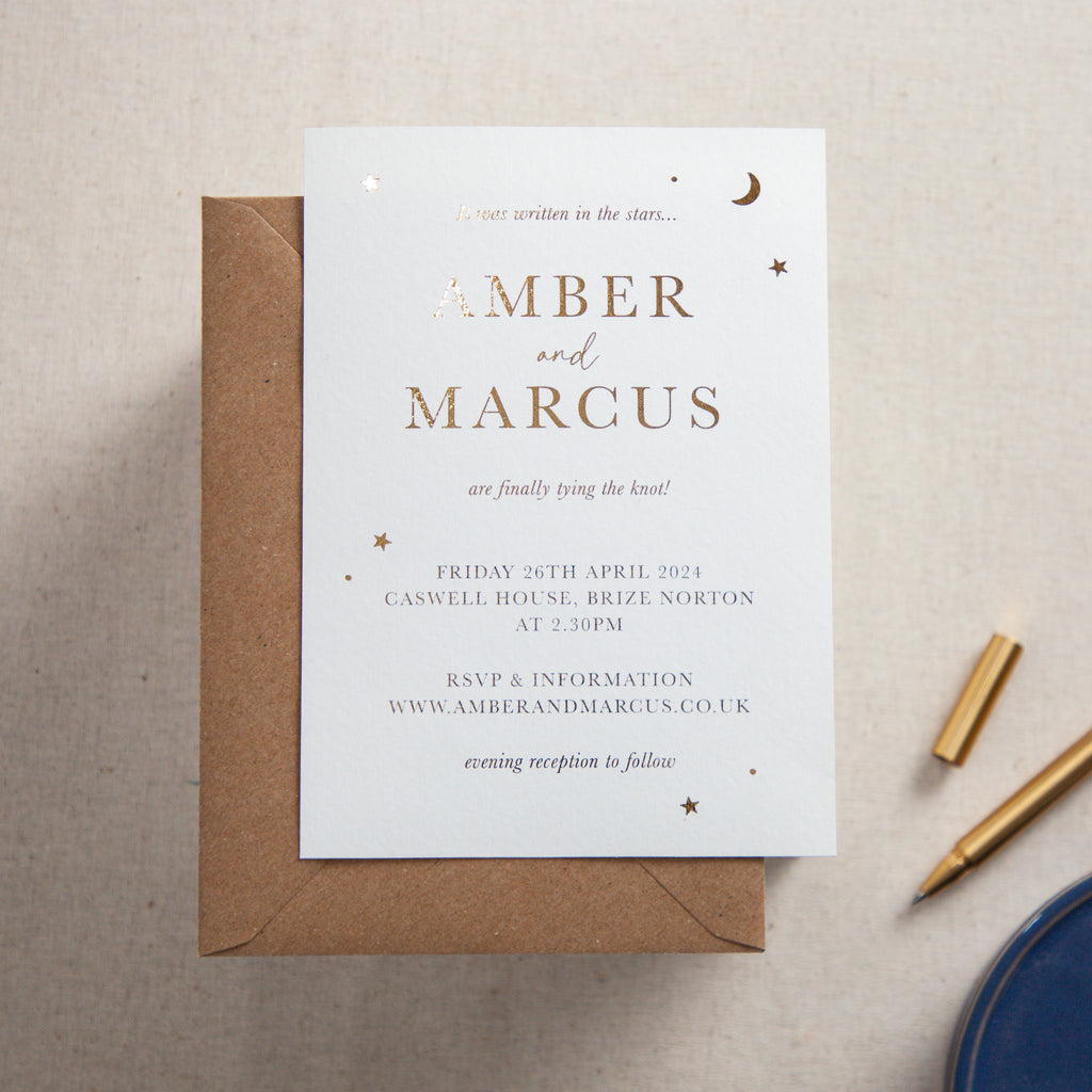 Moon & Stars Foiled Wedding Invitation – No Ordinary Weddings