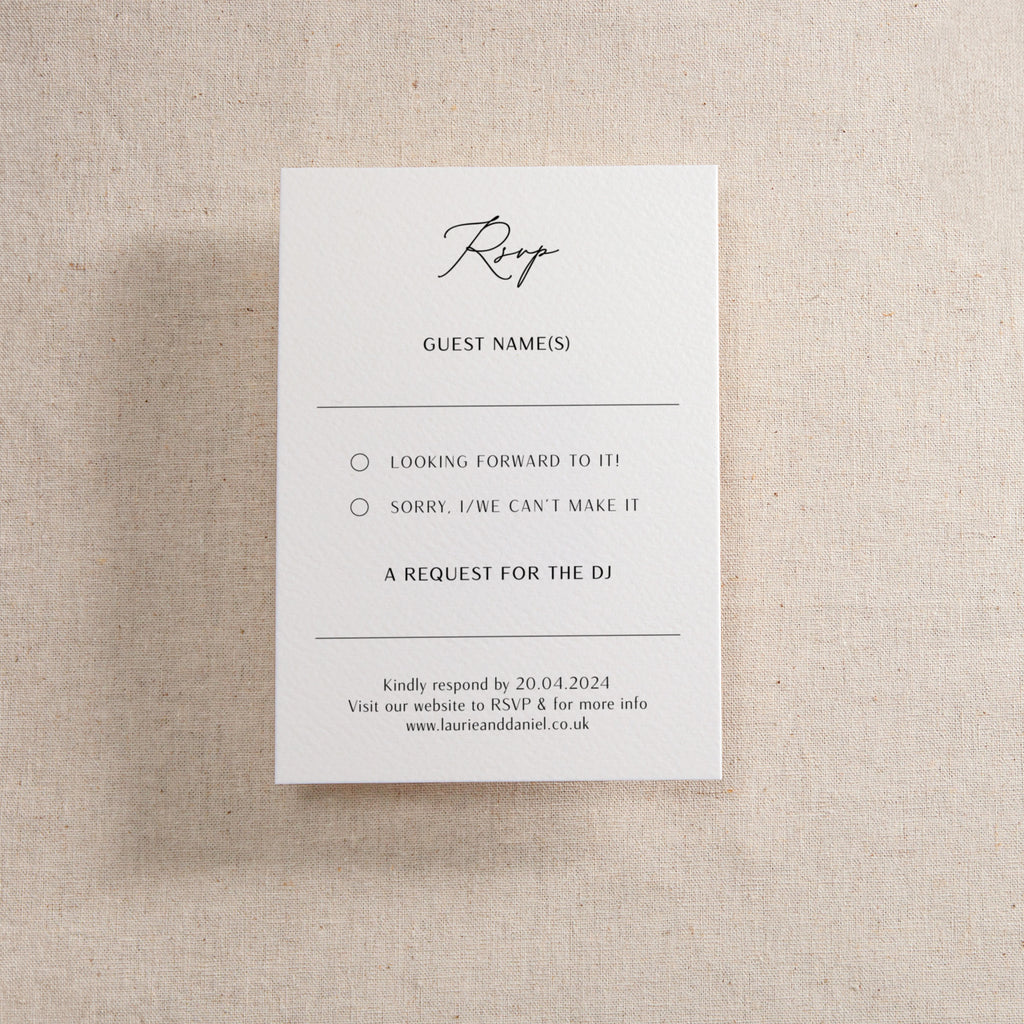 Modern Elegance Printed RSVP Card – No Ordinary Weddings