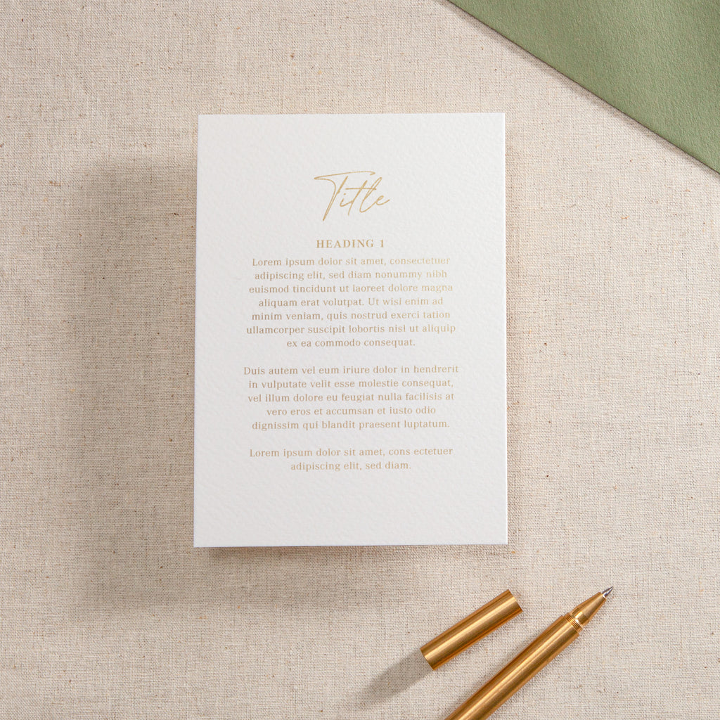 Autograph Foiled Invitation Insert Card – No Ordinary Weddings