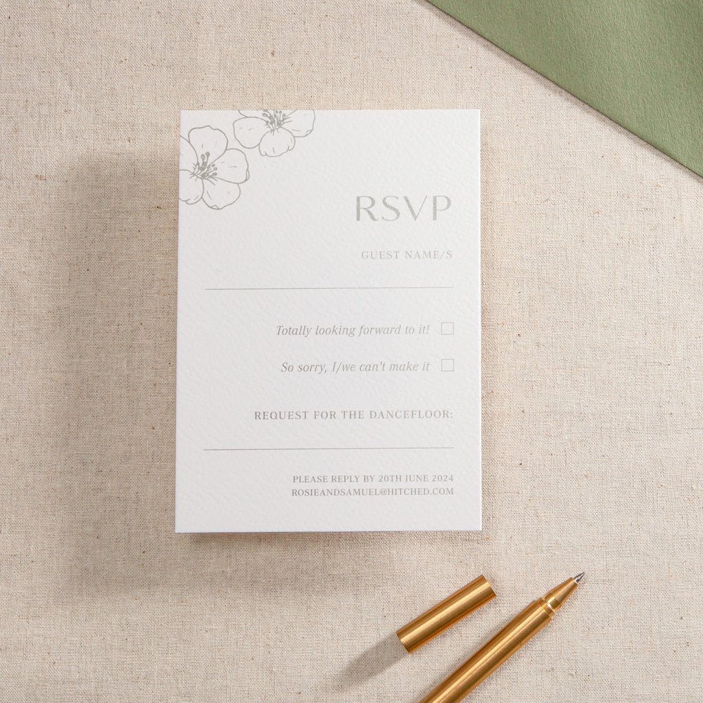 Blossom Foiled RSVP Card – No Ordinary Weddings