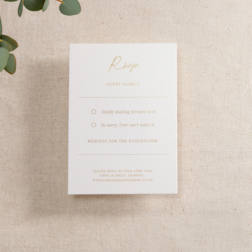 Floral Line Drawing Foiled RSVP Card – No Ordinary Weddings