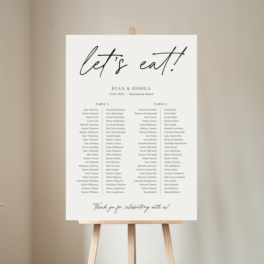 Autograph Wedding Banquet Table Plan Sign – No Ordinary Weddings