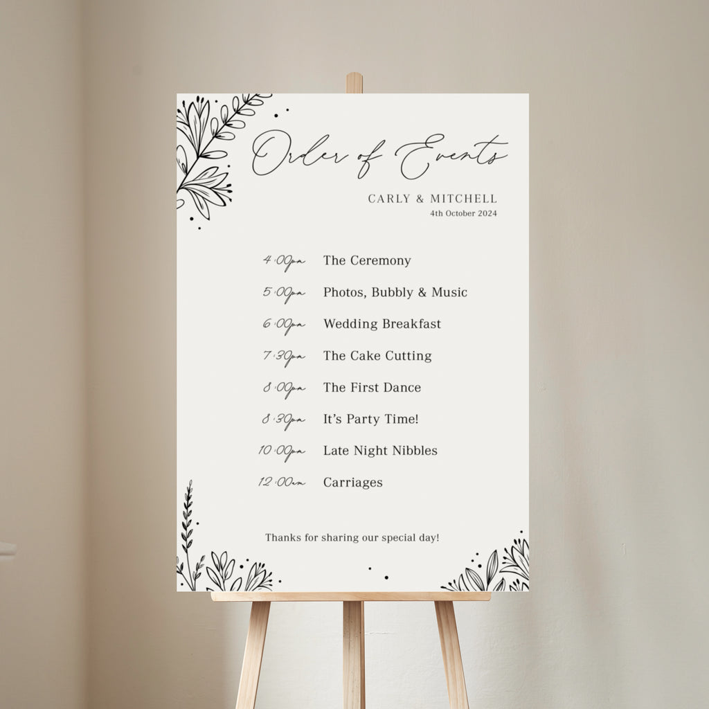 Meadow Order of the Day Wedding Sign – No Ordinary Weddings