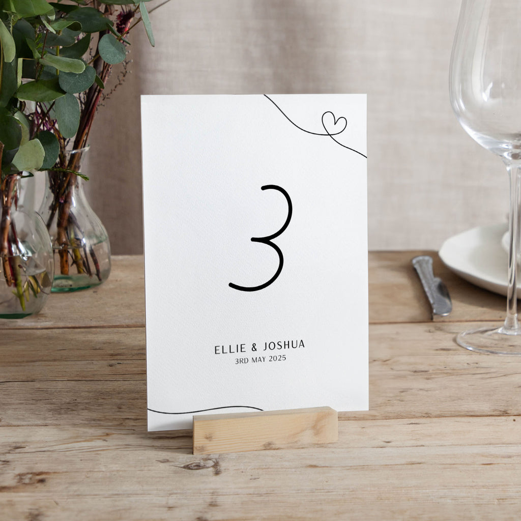 Minimal Script Wedding Table Number Cards – No Ordinary Weddings