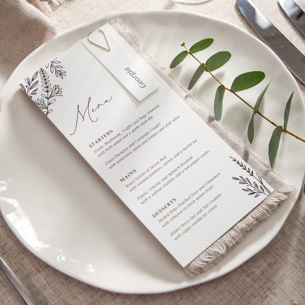 Meadow Wedding Menus – No Ordinary Weddings