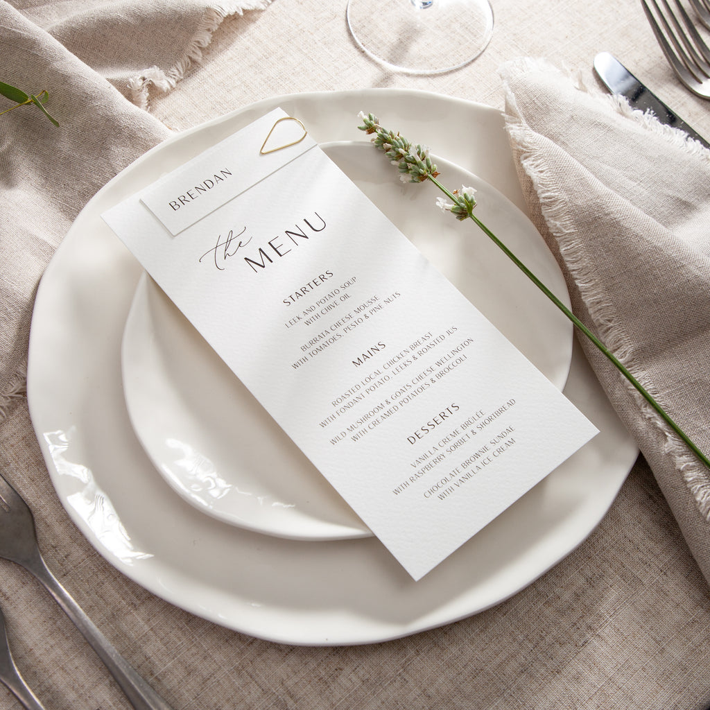 Modern Elegance Wedding Menus – No Ordinary Weddings
