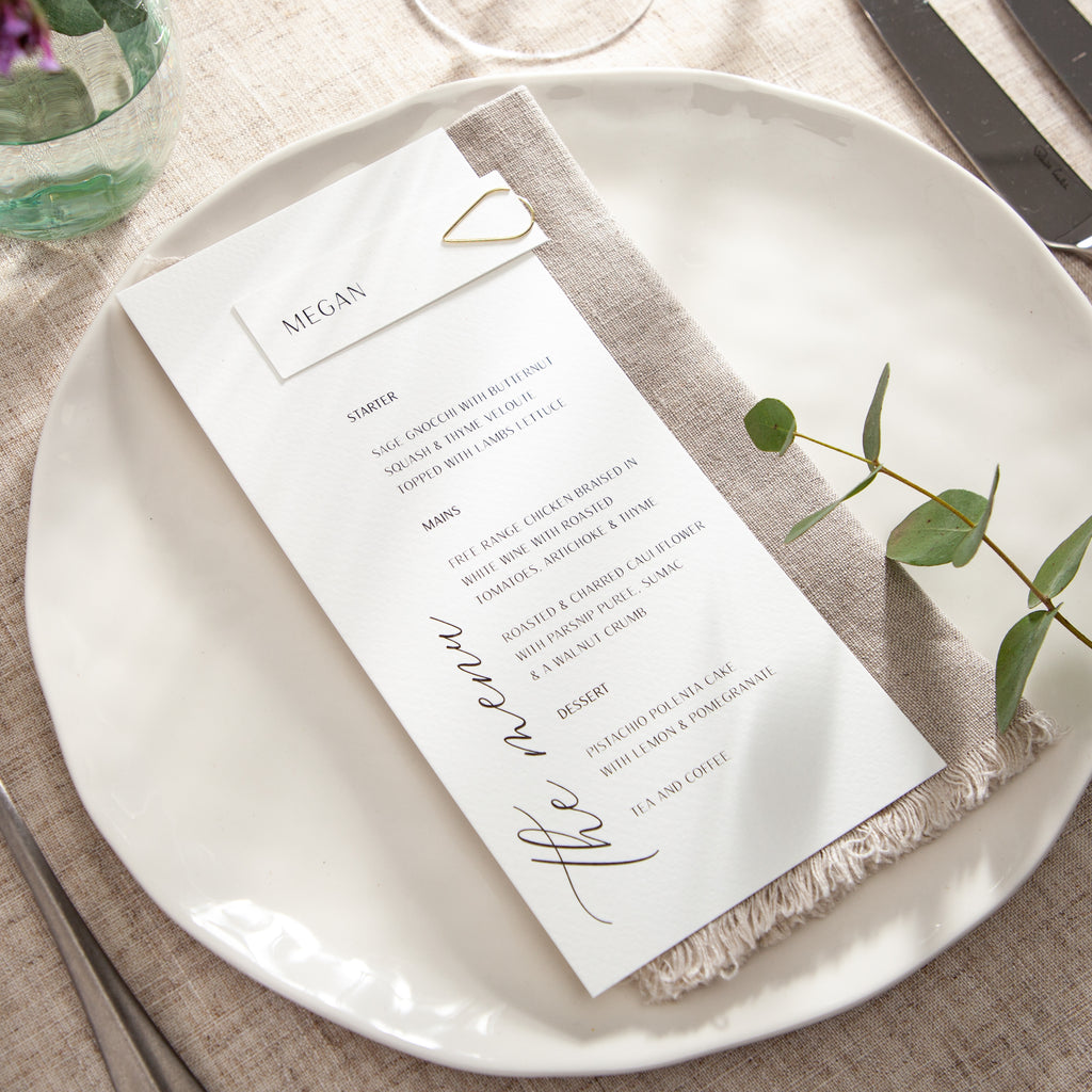Simple Elegance Wedding Menus – No Ordinary Weddings
